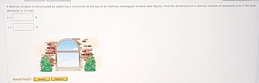 Solved A Norman window is constructed by adjoining a | Chegg.com