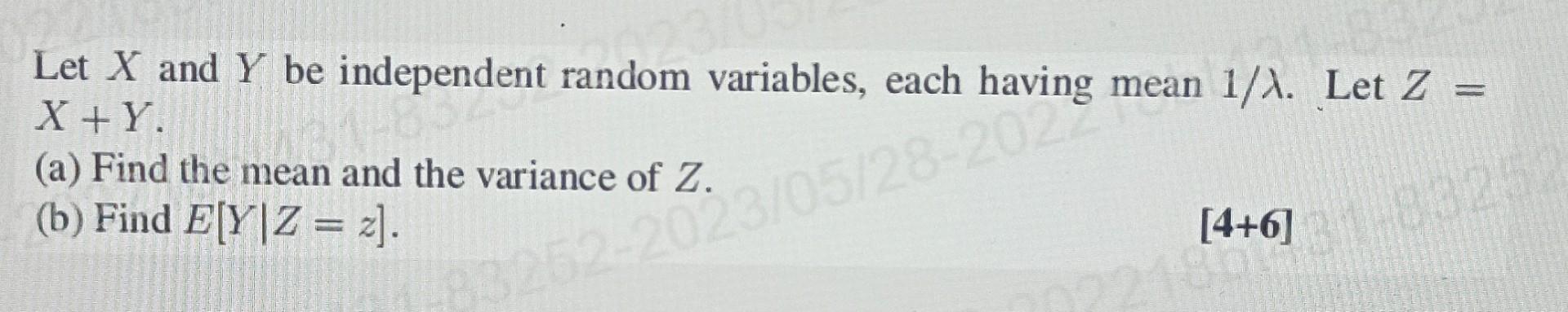 Solved Let X and Y be independent random variables, each | Chegg.com