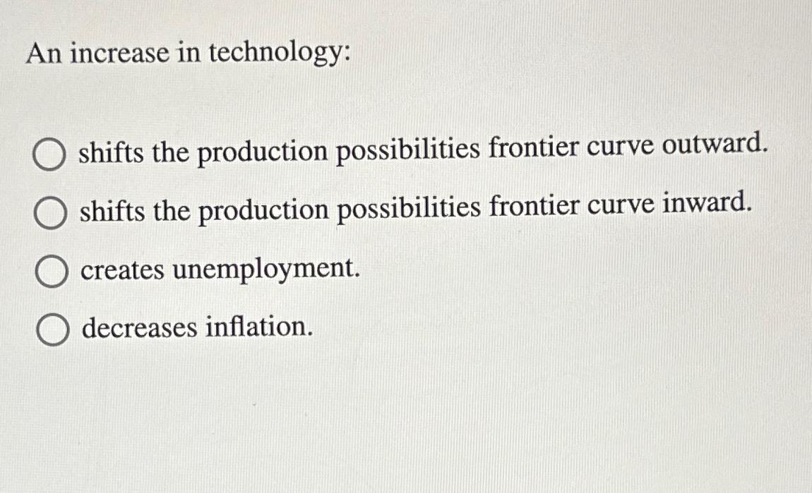 Solved An increase in technology:shifts the production | Chegg.com