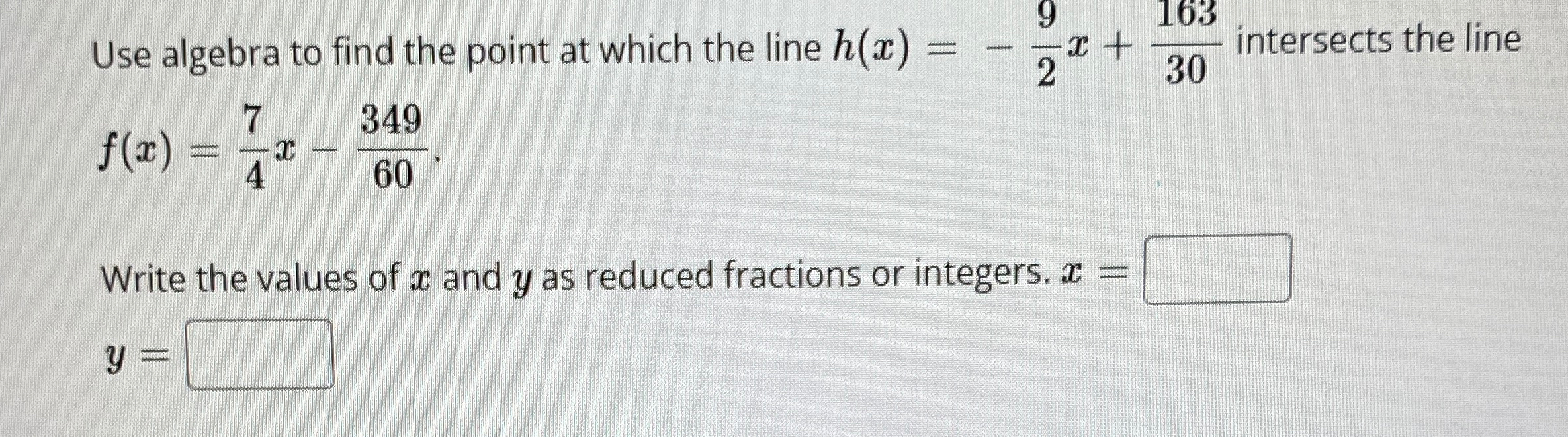 Solved Use algebra to find the point at which the line | Chegg.com