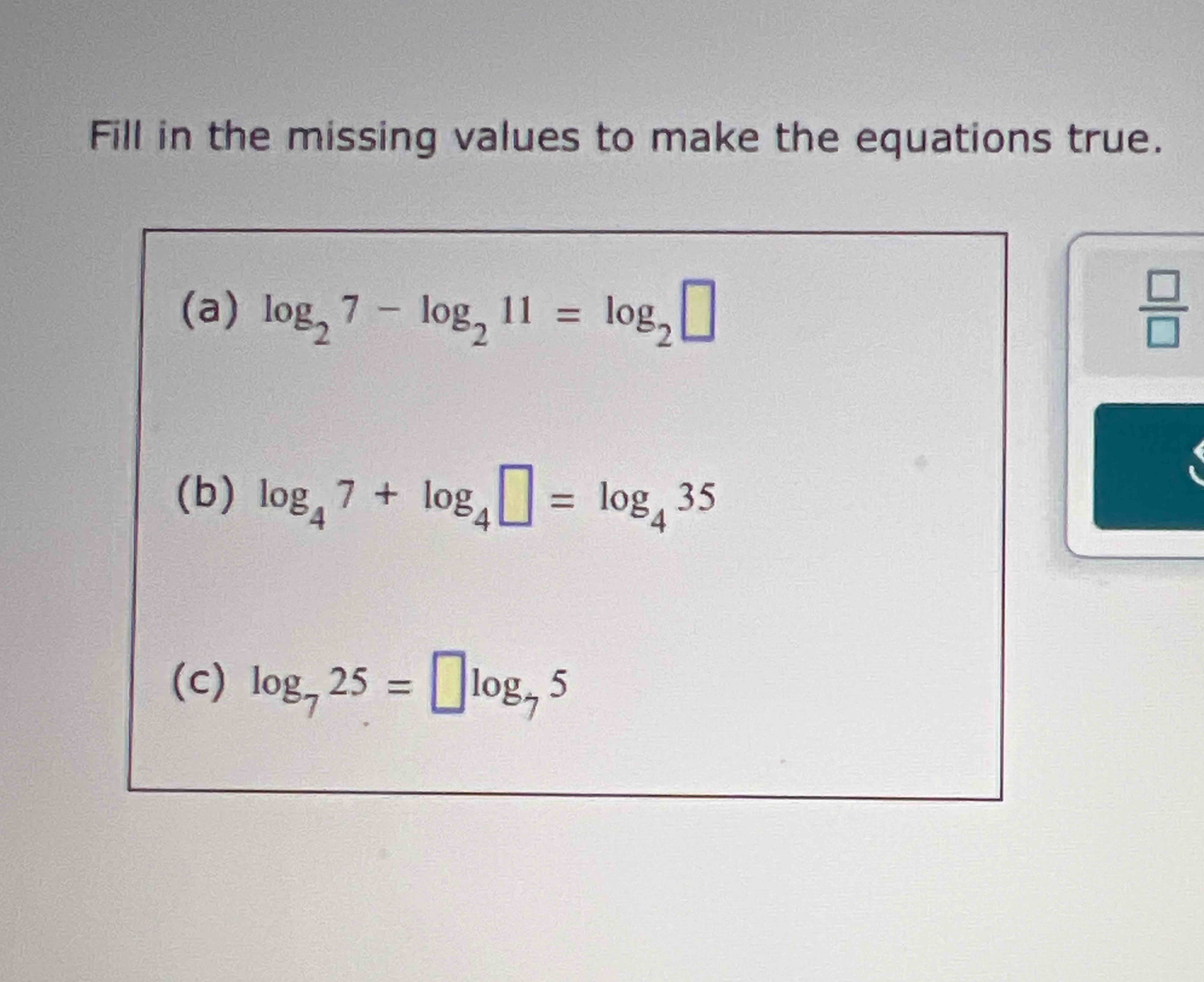 Solved Fill in ﻿the missing values to ﻿make the equations | Chegg.com