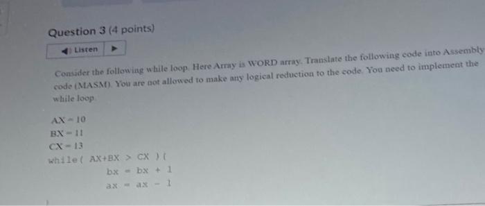 Solved Question 3 (4 points) Listen Consider the following | Chegg.com