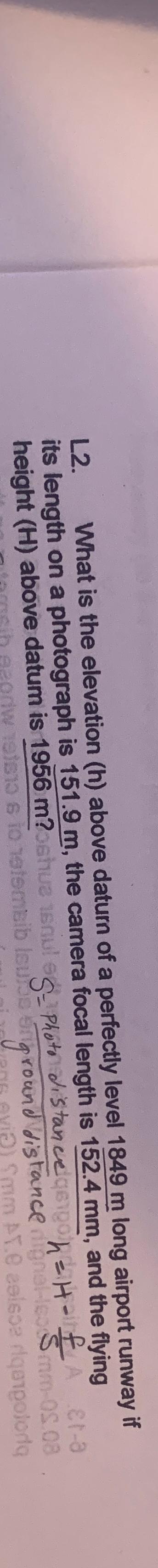 Solved L2. ﻿What is the elevation (h) ﻿above datum of a | Chegg.com