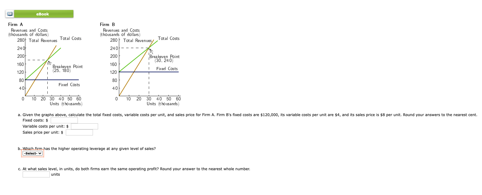 Solved Firm ARevenues and Costs(thousands of dollars)Units | Chegg.com