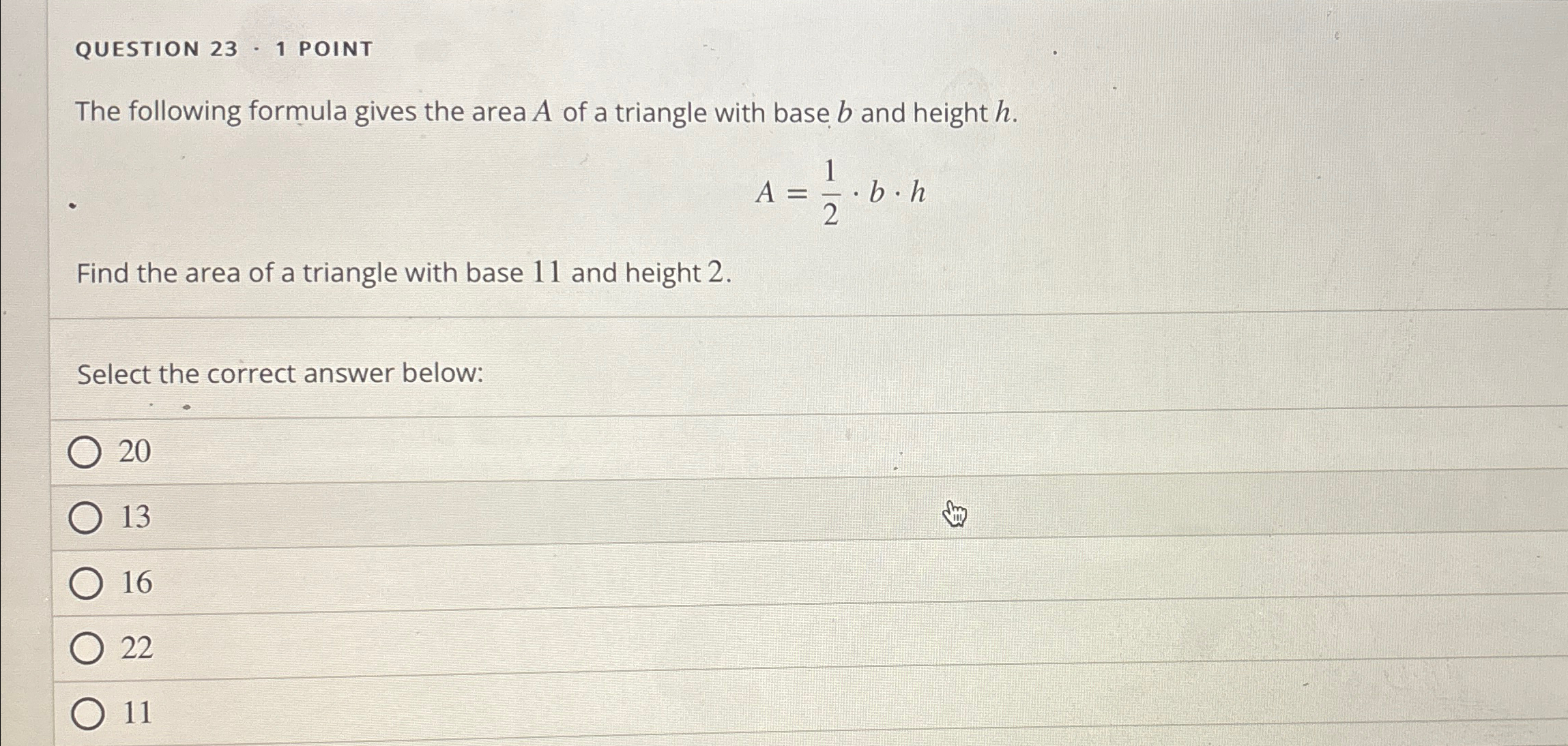 Solved QUESTION 23 - 1 ﻿POINTThe following formula gives the | Chegg.com