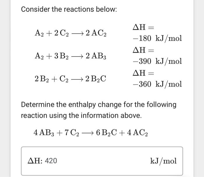 Solved Consider the reactions below: A2+2C2 2AC2A2+3 | Chegg.com