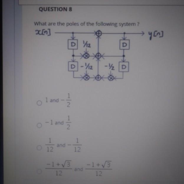 Solved QUESTION 8 What are the poles of the following | Chegg.com
