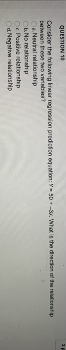 Solved QUESTION 10 Consider the following linear regression | Chegg.com