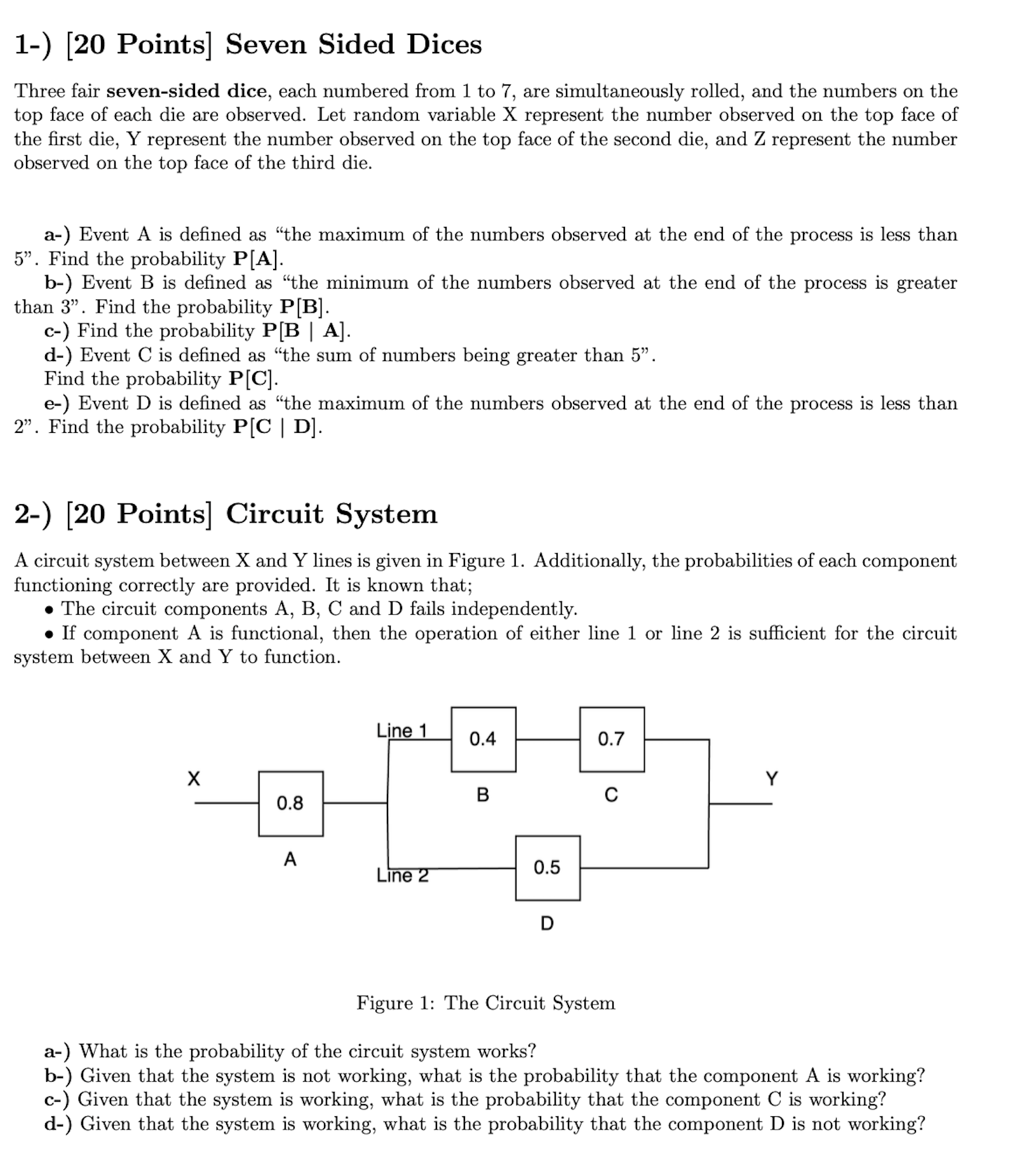 1-)Seven Sided DicesThree fair seven-sided dice, each | Chegg.com