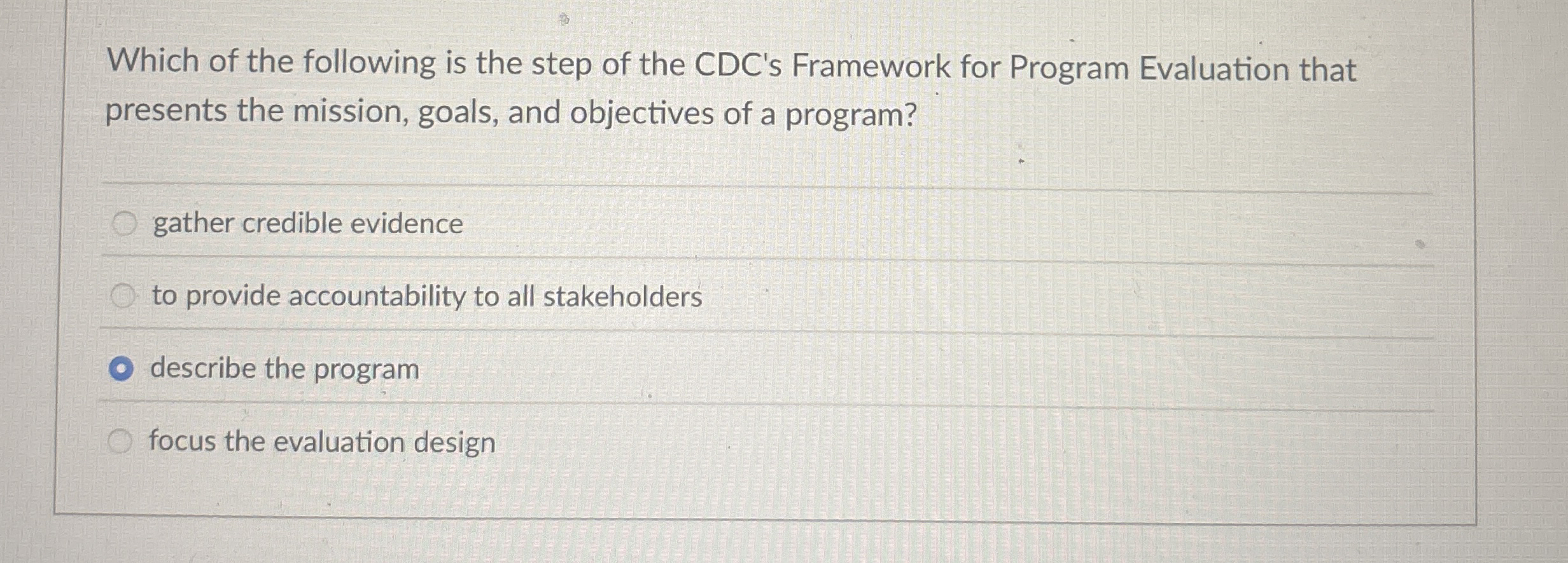 High Quality SOLUTION Which of the following is the step of the CDC's ...