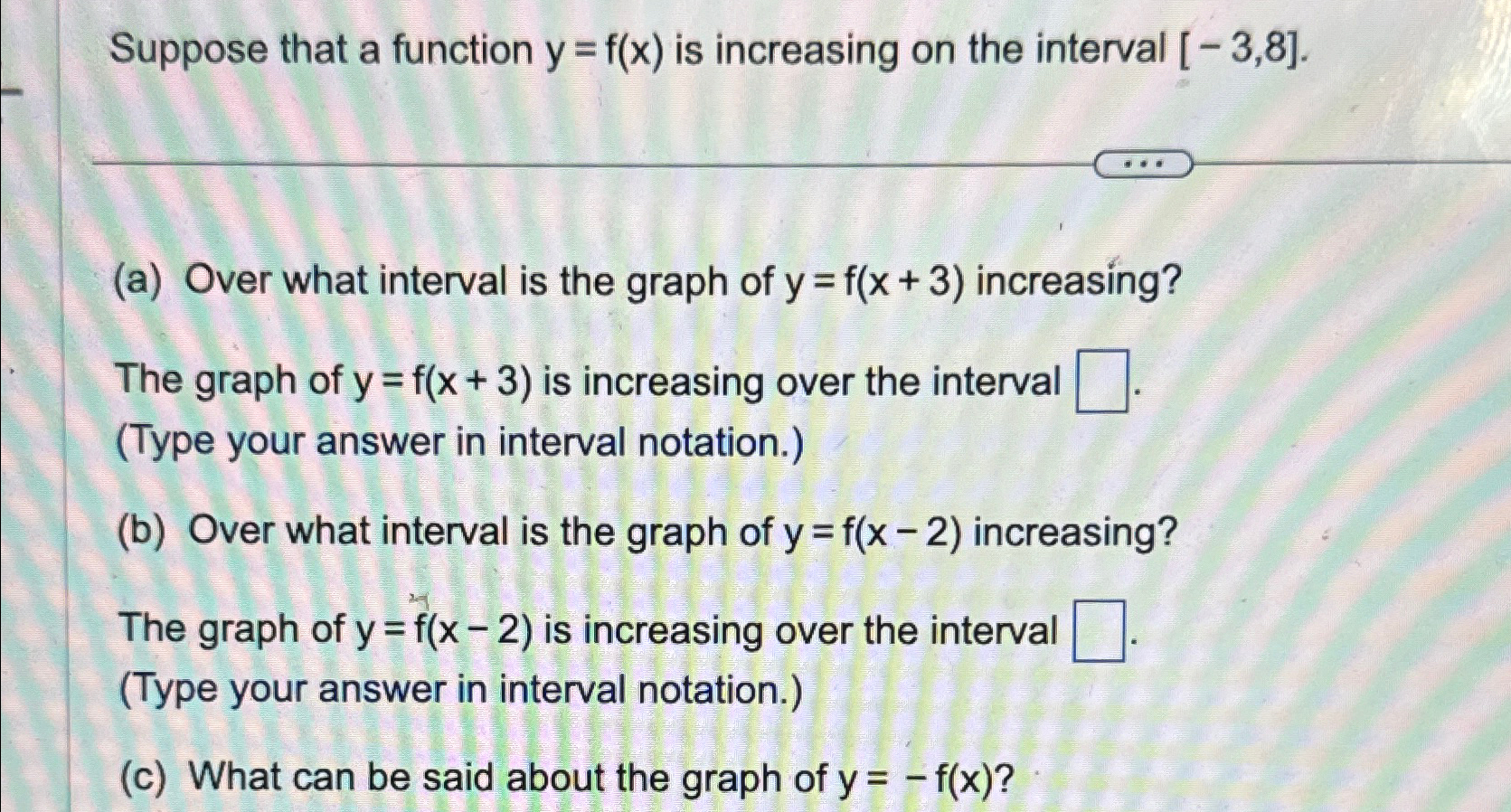 Solved Suppose that a function y=f(x) ﻿is increasing on the | Chegg.com