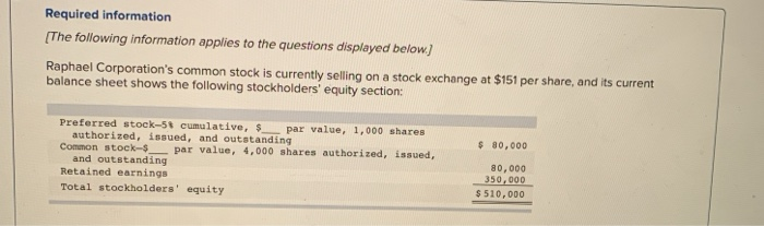 Solved Required information [The following information | Chegg.com