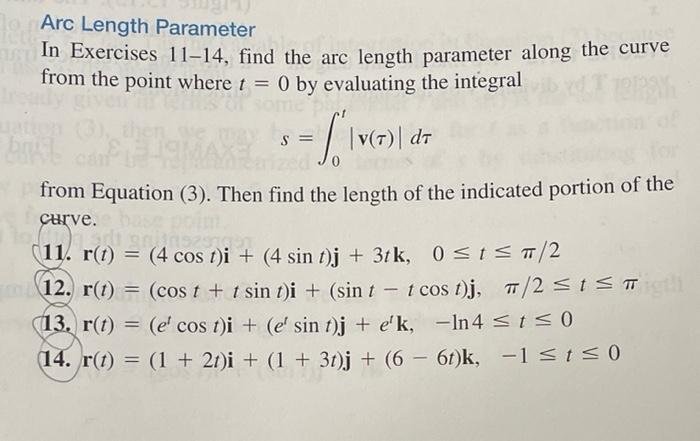 Solved Arc Length Parameter In Exercises 11-14, find the arc | Chegg.com