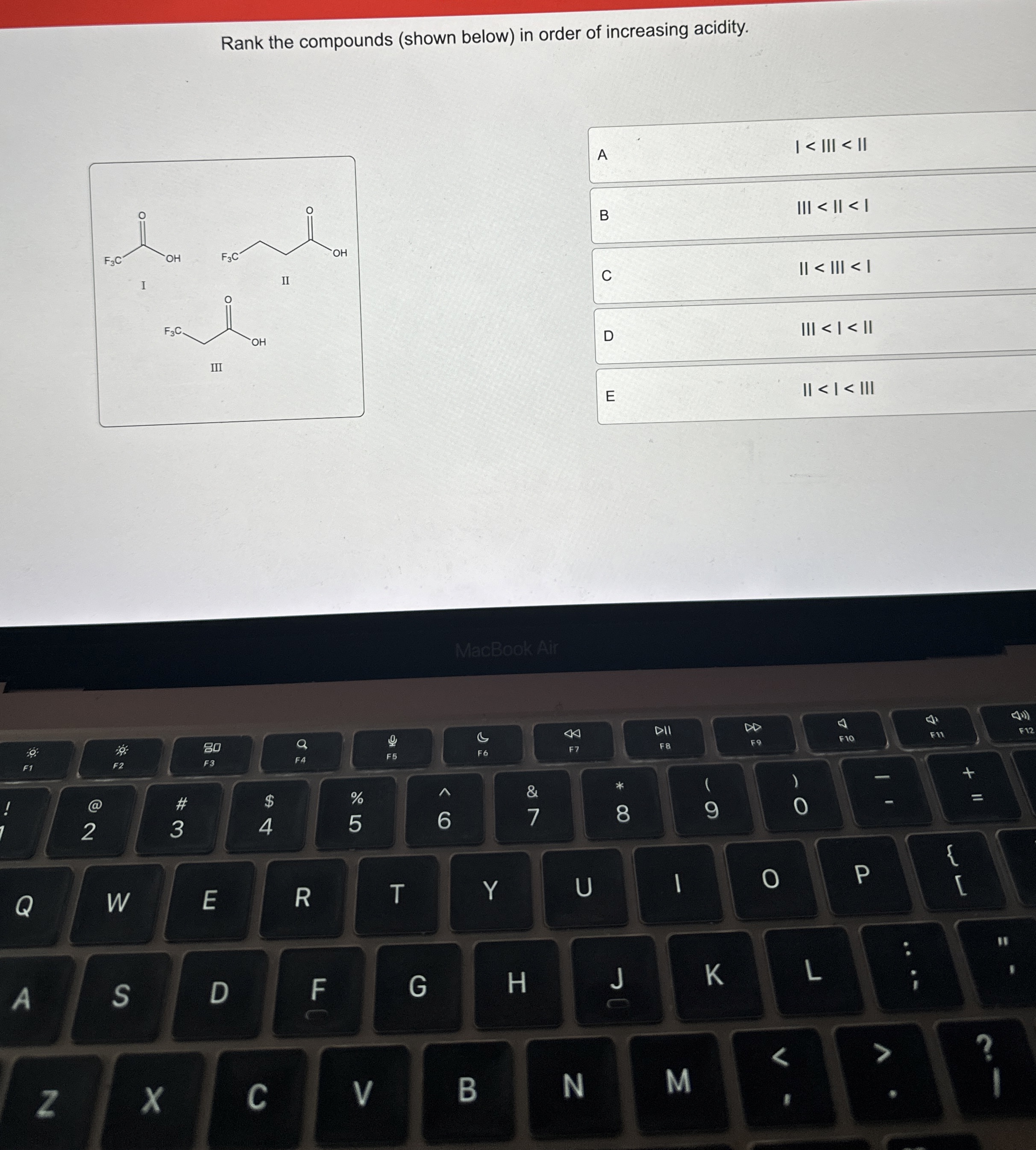 Solved Rank the compounds (shown below) ﻿in order of | Chegg.com
