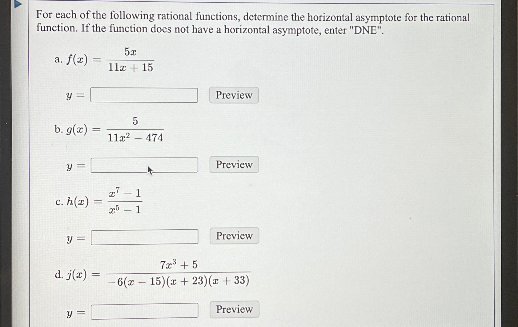 Solved For each of the following rational functions, | Chegg.com