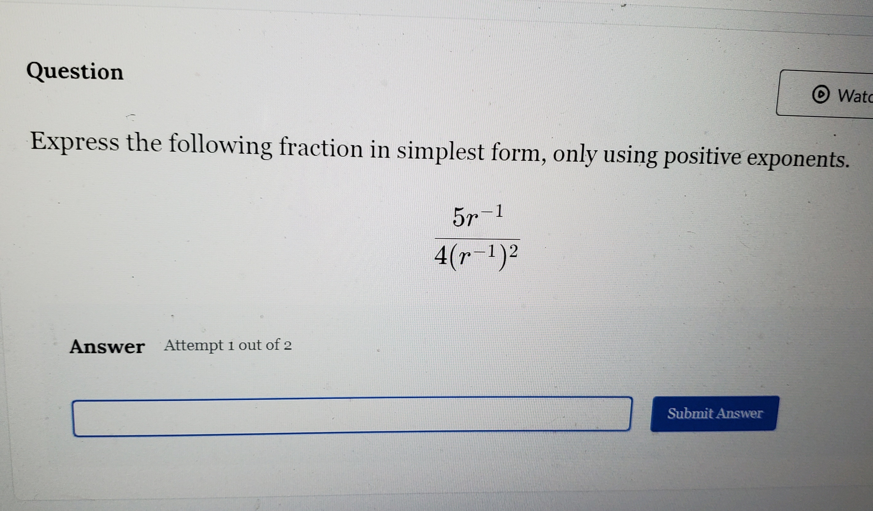 Solved QuestionExpress the following fraction in simplest | Chegg.com