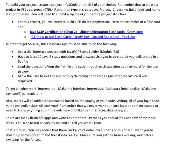 Solved To build your project, create a project in VSCode or | Chegg.com
