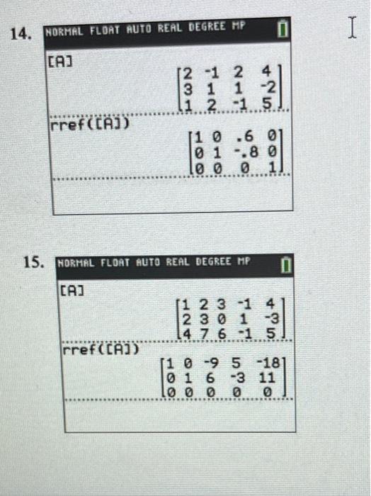 Solved The screen captures in Exercises 9-16 show a matrix, | Chegg.com