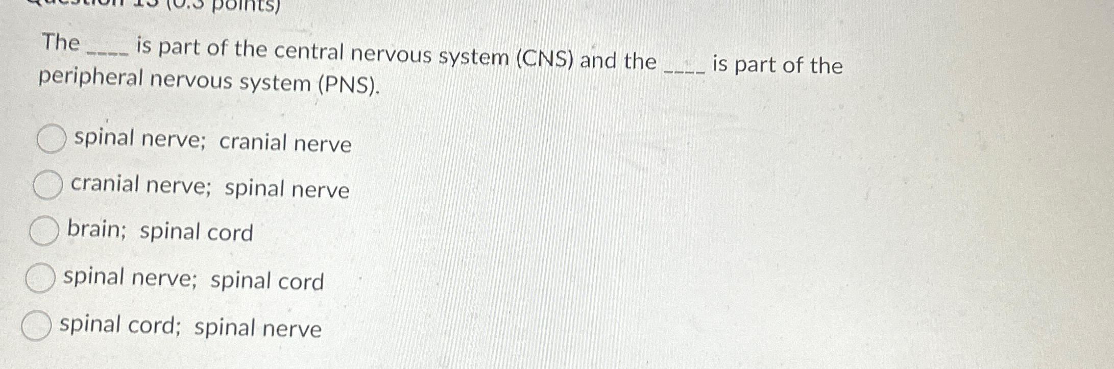 Solved The is part of the central nervous system (CNS) ﻿and | Chegg.com