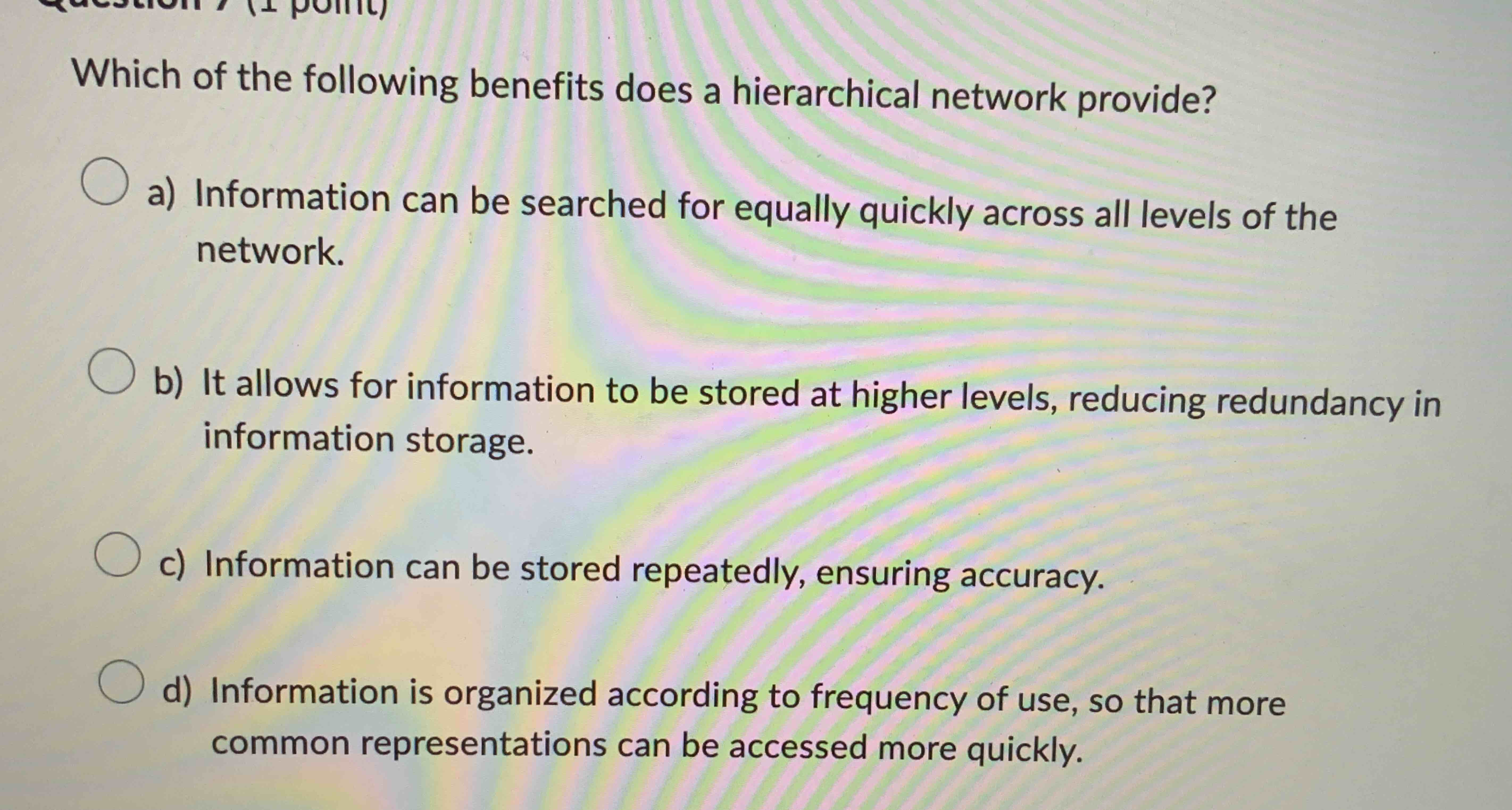 Solved Which of the following benefits does a hierarchical | Chegg.com