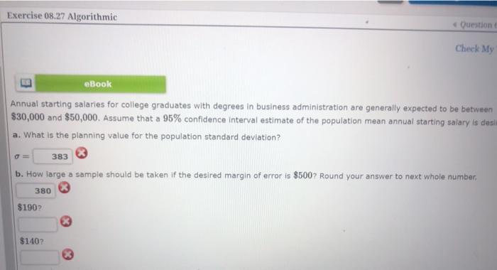 Solved Exercise 08.27 Algorithmic Question Check My eBook | Chegg.com