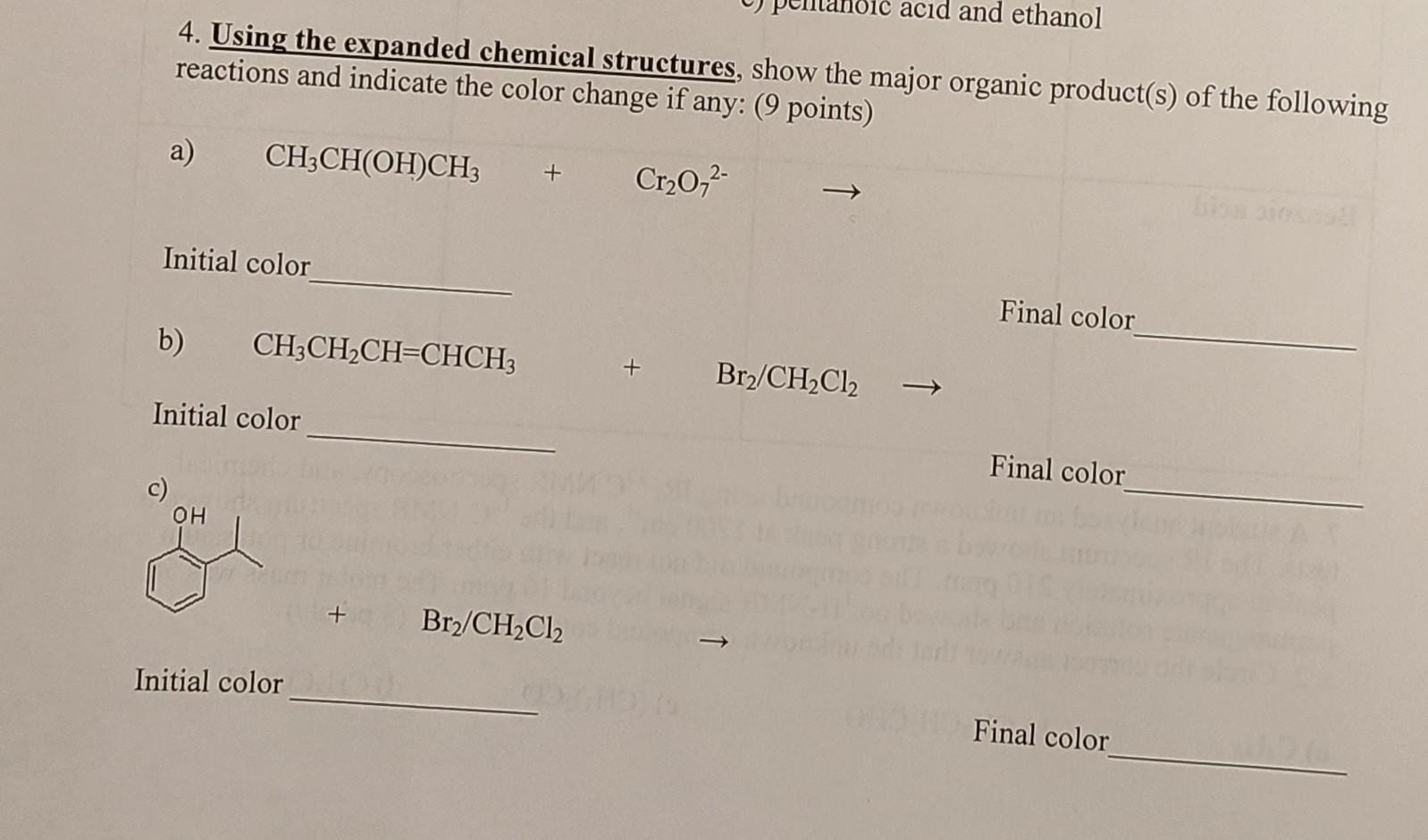 Solved and ethanol 4. Using the expanded chemical | Chegg.com