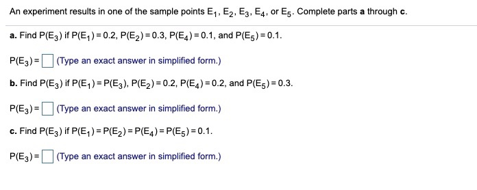 Solved An experiment results in one of the sample points E1, | Chegg.com