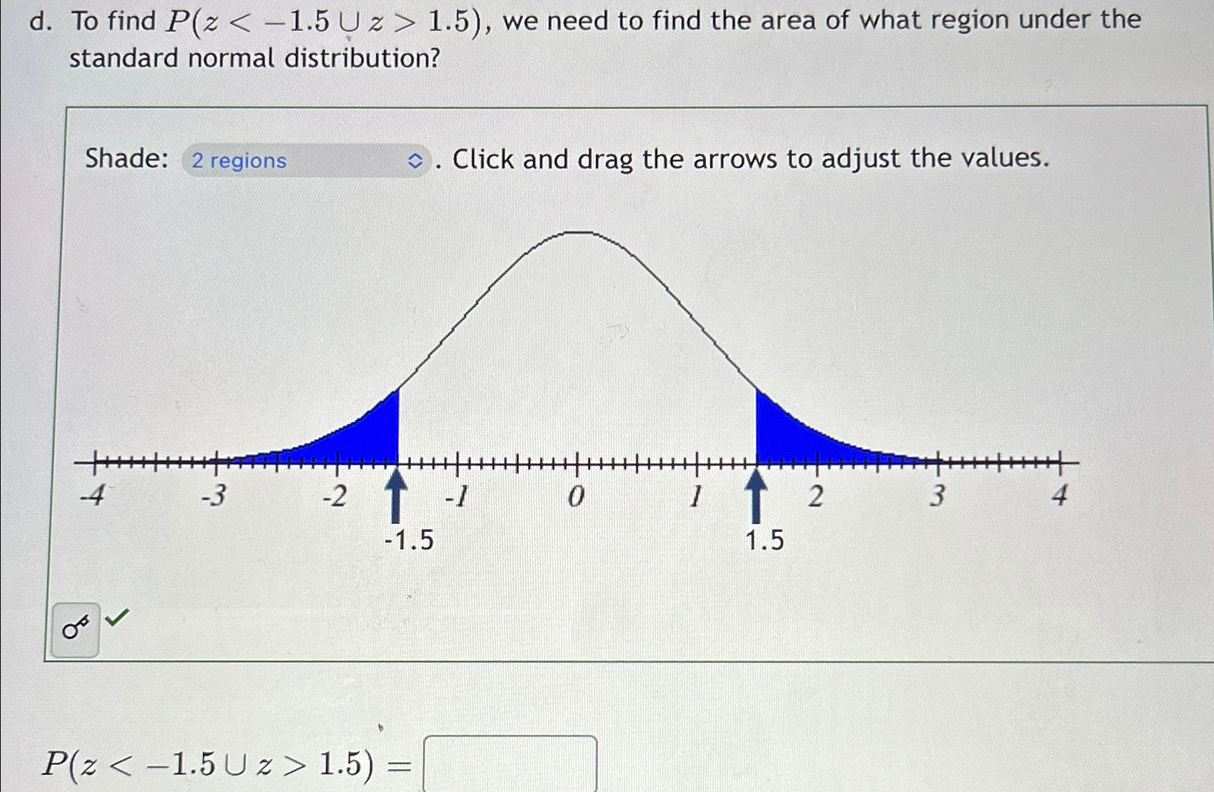 Solved d. ﻿To find P(z 1.5), ﻿we need to find the | Chegg.com