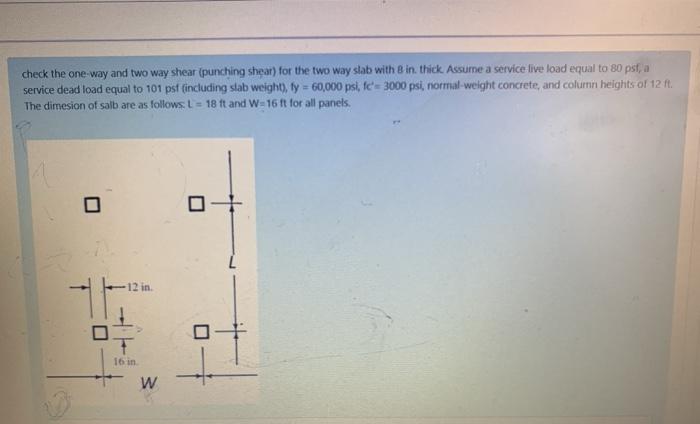 Solved check the one-way and two way shear (punching shear) | Chegg.com