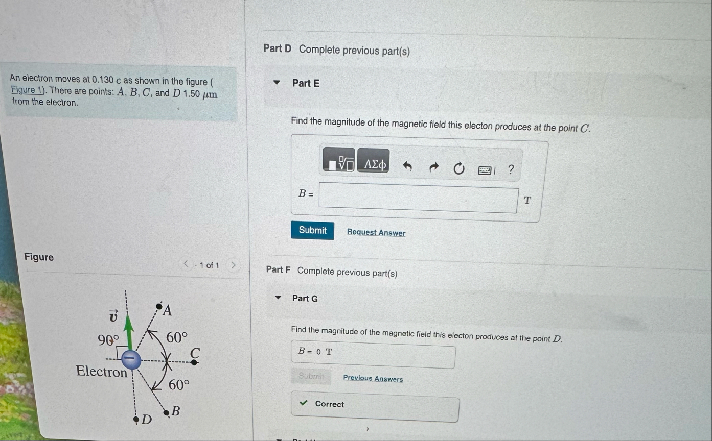 Part D Complete previous part(s)An electron moves at | Chegg.com