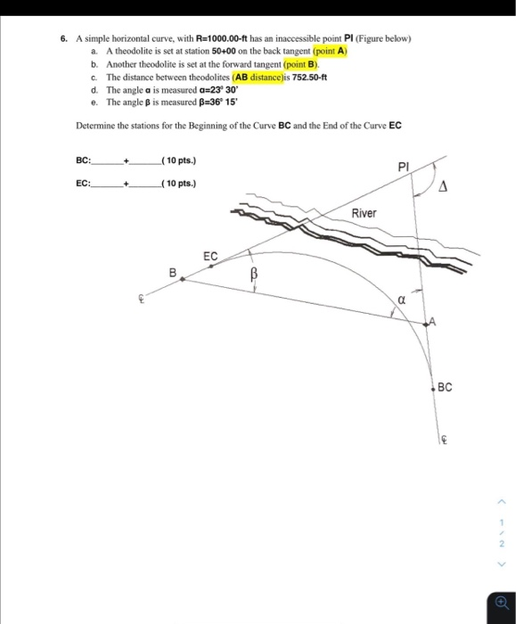 Solved 6. A simple horizontal curve, with R=1000.00-ft has | Chegg.com