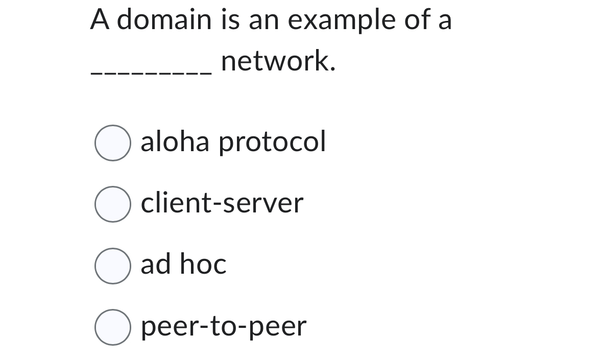 Solved A domain is an example of a network.aloha | Chegg.com