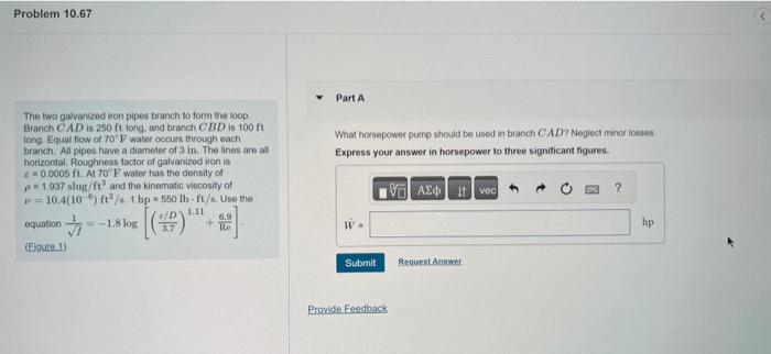 Solved The two galvanized von pipes branch to form the loop. | Chegg.com