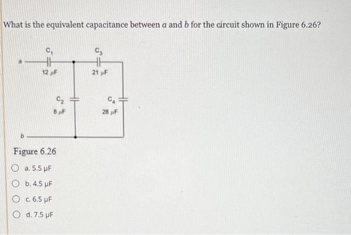 Solved What is the equivalent capacitance between a and b | Chegg.com