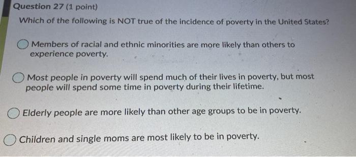 Solved Question 27 (1 point) Which of the following is NOT | Chegg.com