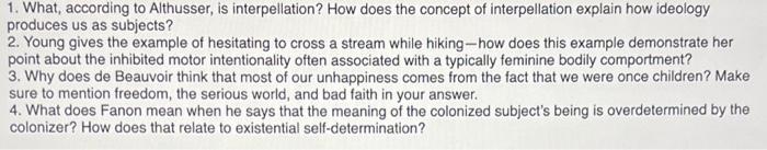 1. What, according to Althusser, is interpellation? | Chegg.com