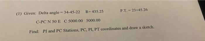 Solved Solve PI and PC Station.Then find COORDINATES for | Chegg.com