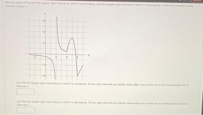 Solved Use the graph off to find the largest open Interval | Chegg.com