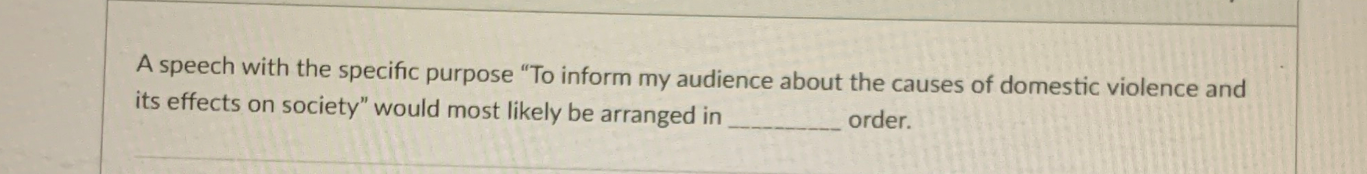 Solved A speech with the specific purpose "To inform my | Chegg.com