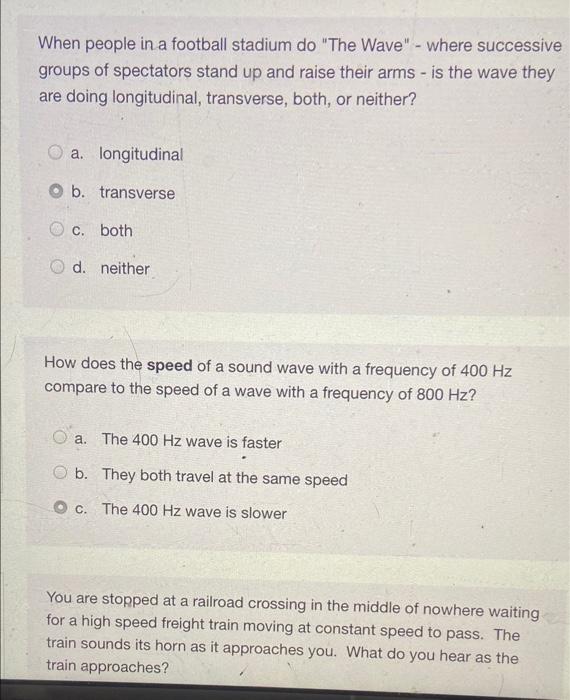 Solved When people in a football stadium do "The Wave" - | Chegg.com