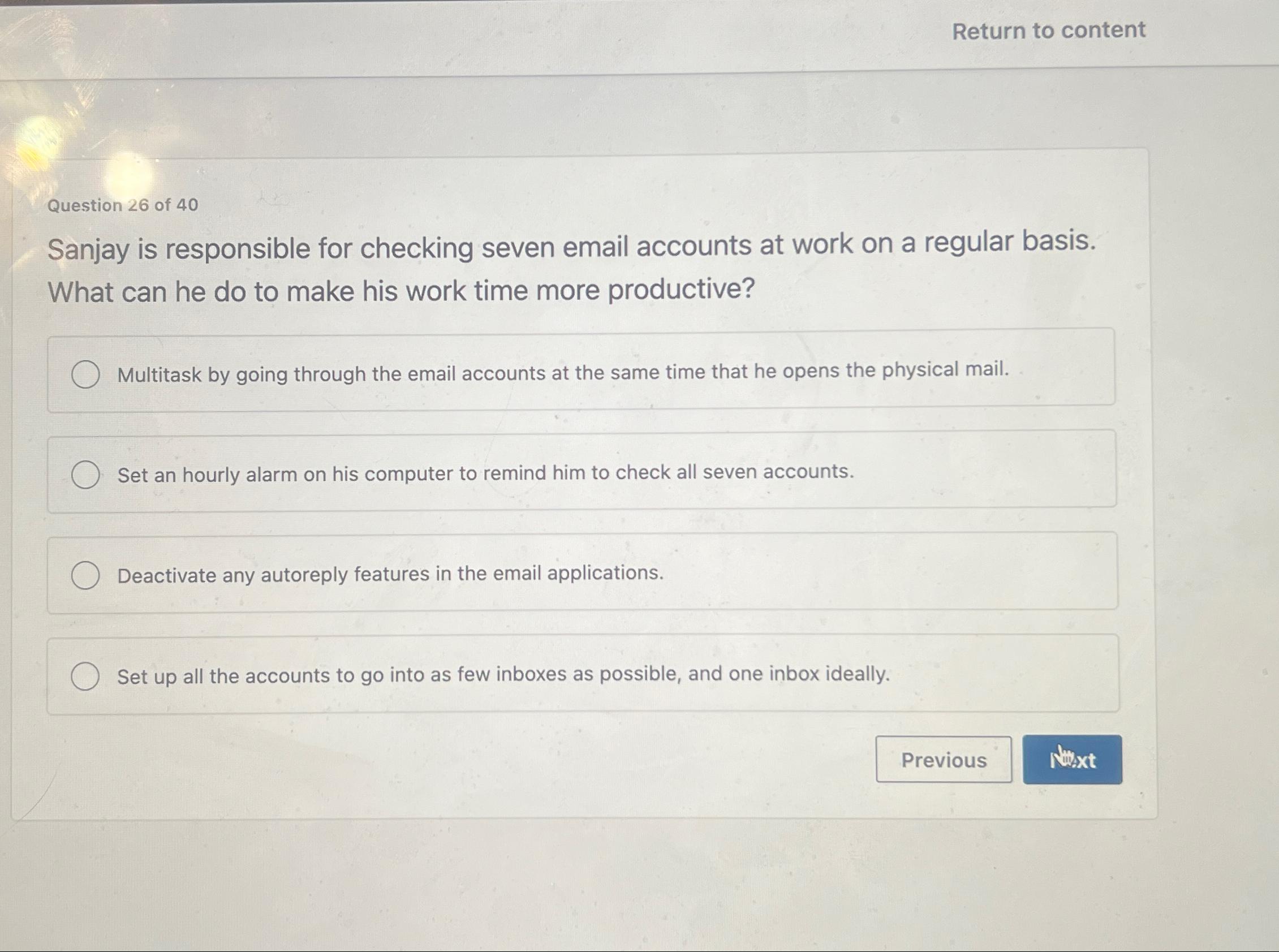 Solved Return to contentQuestion 26 ﻿of 40Sanjay is | Chegg.com