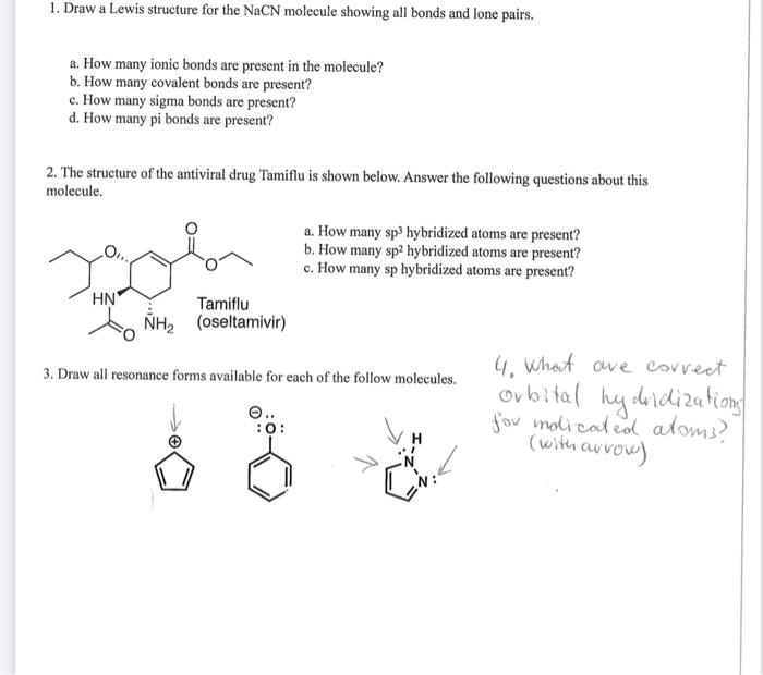 Solved 1. Draw a Lewis structure for the NaCN molecule | Chegg.com