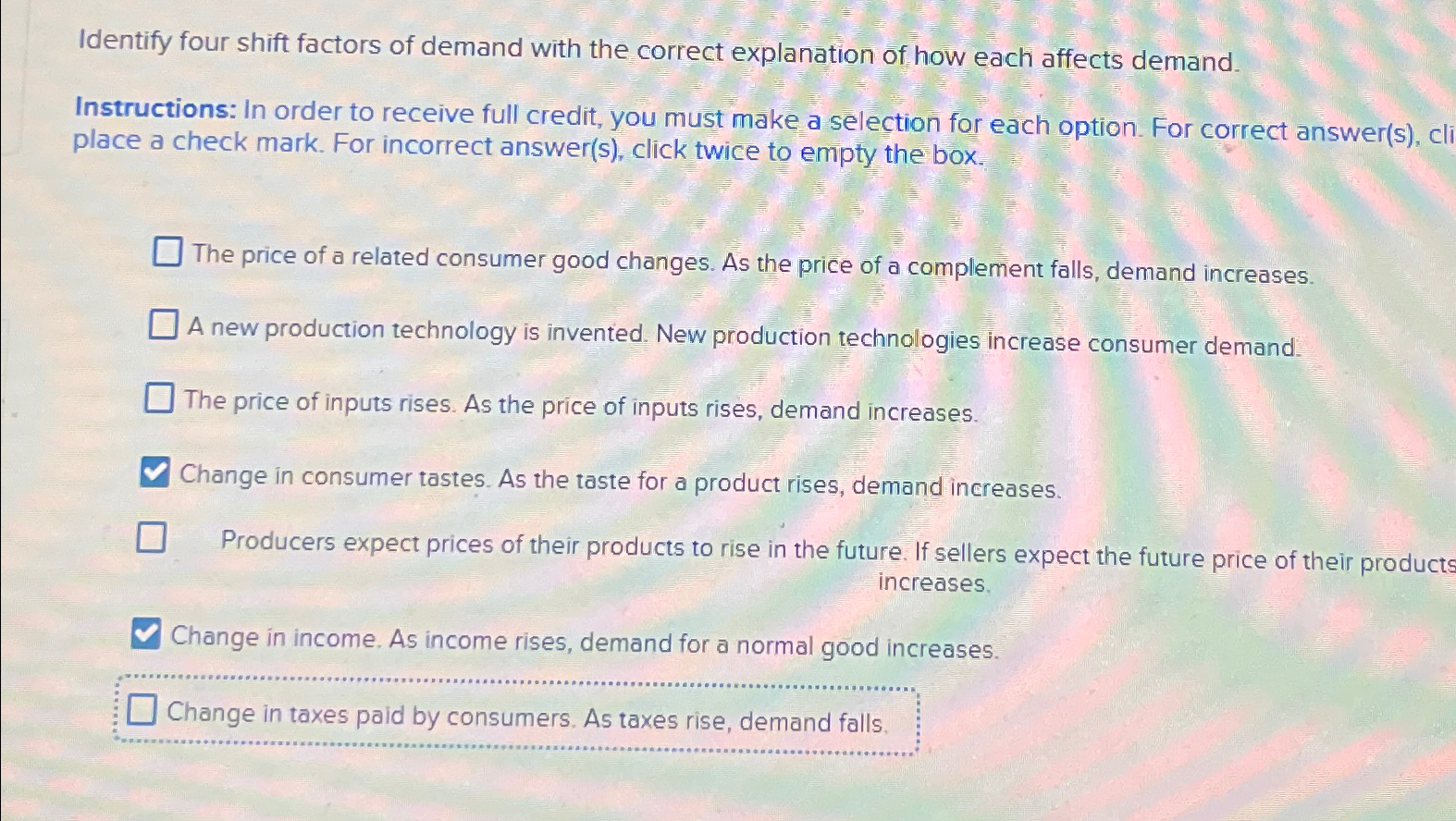 Solved Identify four shift factors of demand with the | Chegg.com