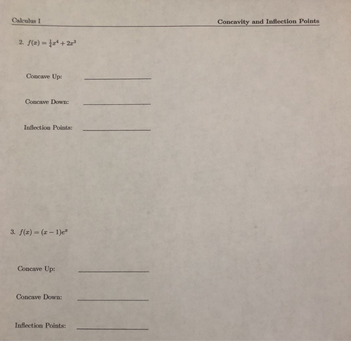 Solved Calculus 1 Concavity and Inflection Points 2. f(x) = | Chegg.com