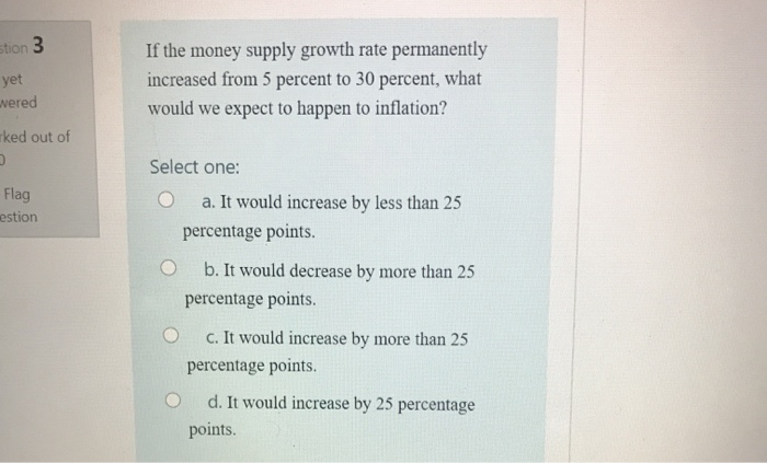 Solved Stion 3 yet wered If the money supply growth rate | Chegg.com