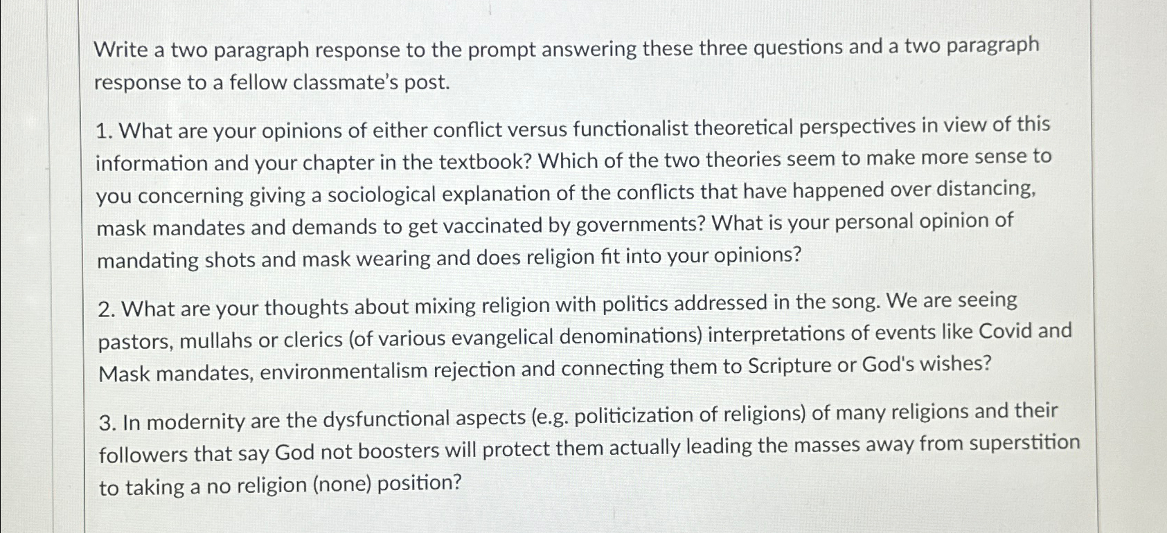 Solved Write a two paragraph response to the prompt | Chegg.com