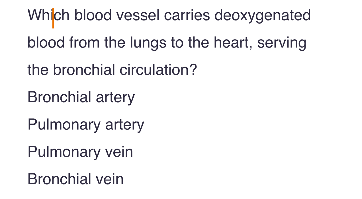 Solved Which blood vessel carries deoxygenated blood from | Chegg.com