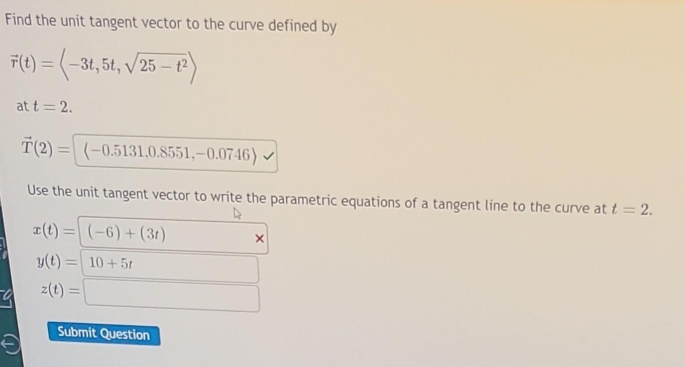Solved Find the unit tangent vector to the curve defined by | Chegg.com