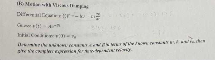 Solved (B) Motion with Viscous Damping Differential | Chegg.com