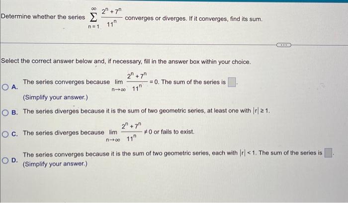 Solved Determine whether the series ∑n=0∞5n4n−3n converges | Chegg.com